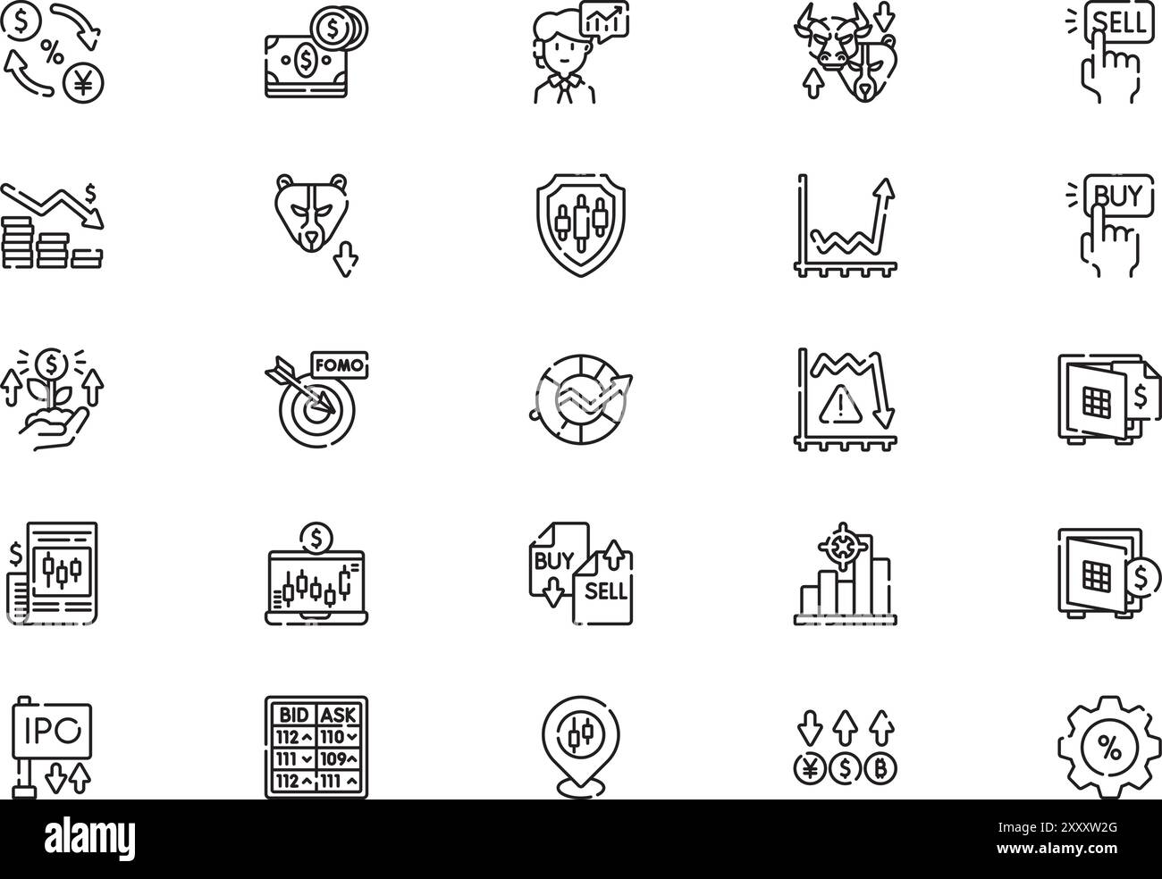 Stock market icons collection is a vector illustration with editable stroke Stock Vector Image ...