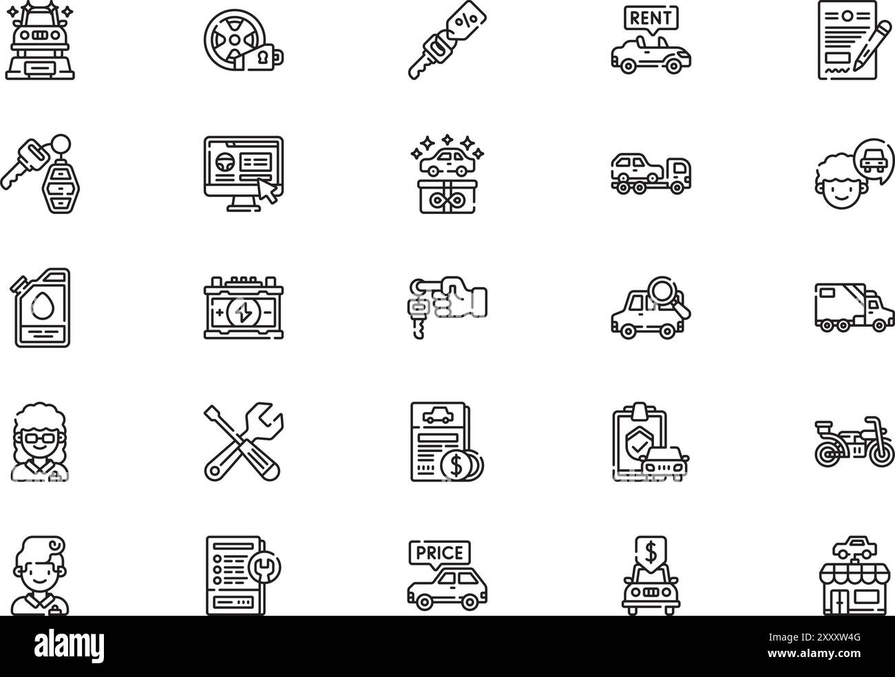 Car dealership icons collection is a vector illustration with editable ...