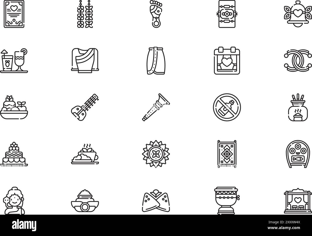 Hindu wedding icons collection is a vector illustration with editable ...