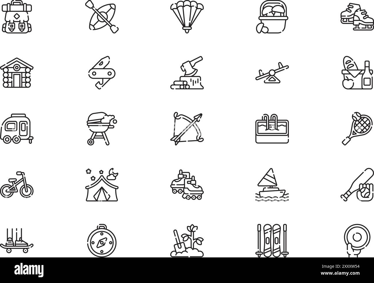 Outdoor activities icons collection is a vector illustration with ...