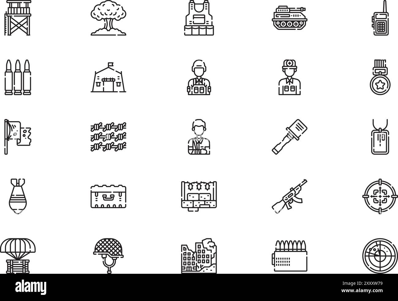 War icons collection is a vector illustration with editable stroke ...