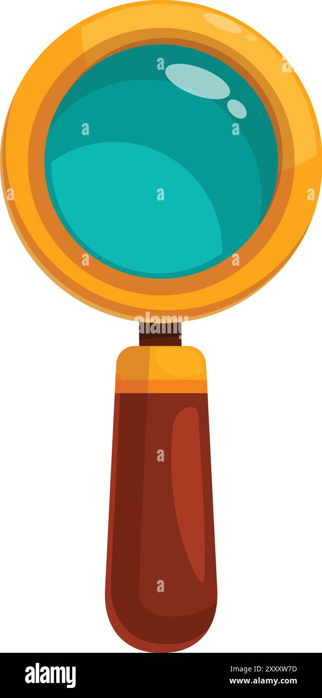 Cartoon magnifying glass with a wooden handle searching for clues and ...