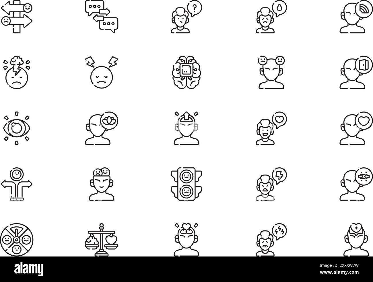 Emotional intelligence icons collection is a vector illustration with ...