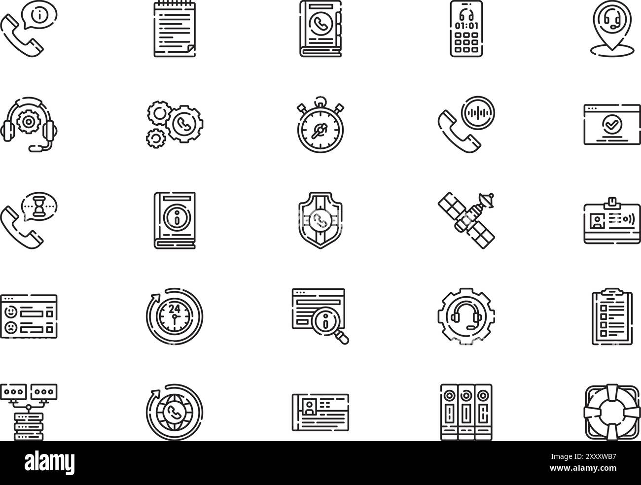 Call center icons collection is a vector illustration with editable ...