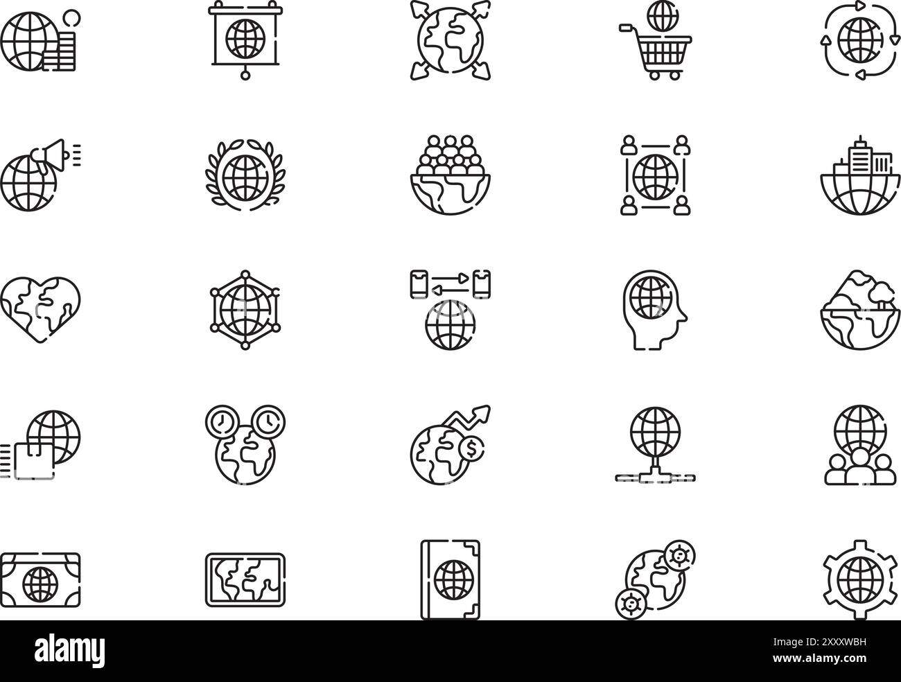 Editable world map Black and White Stock Photos & Images - Alamy