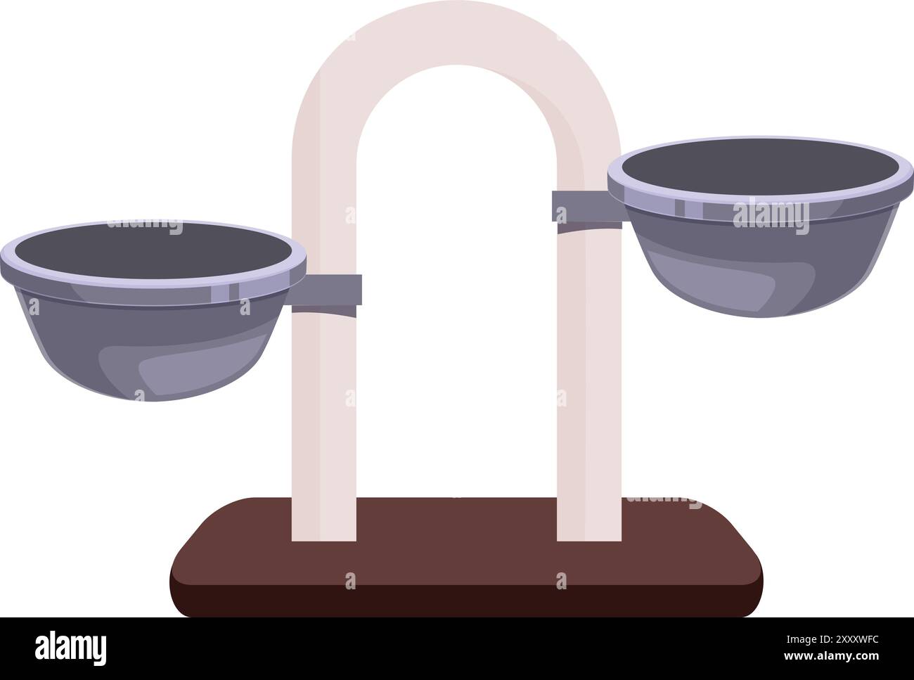Balance scale with two metal bowls comparing weight showing equilibrium ...