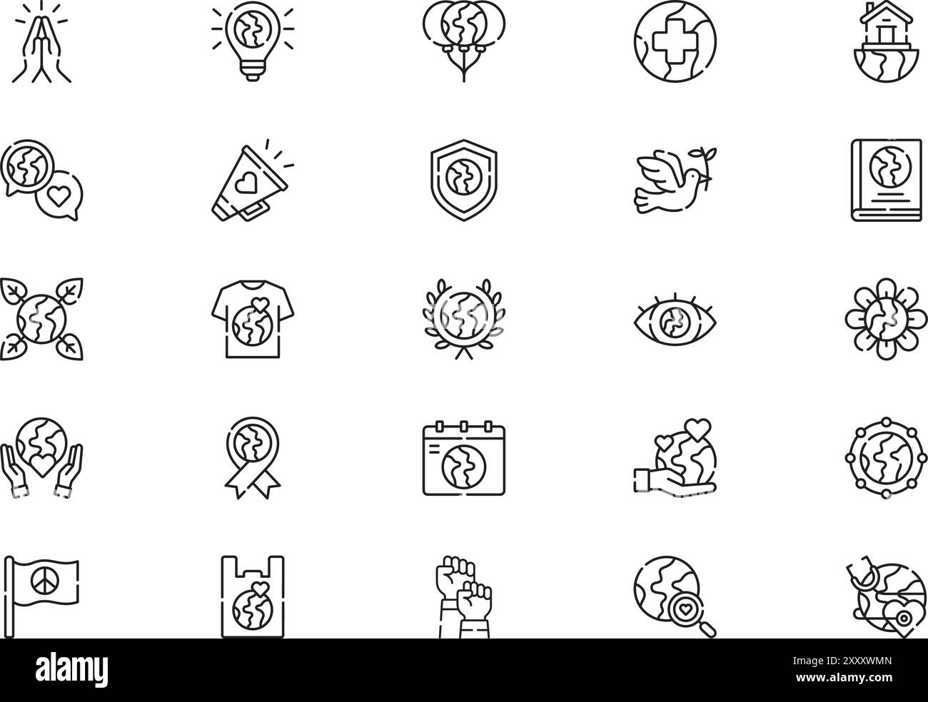 World love icons collection is a vector illustration with editable ...