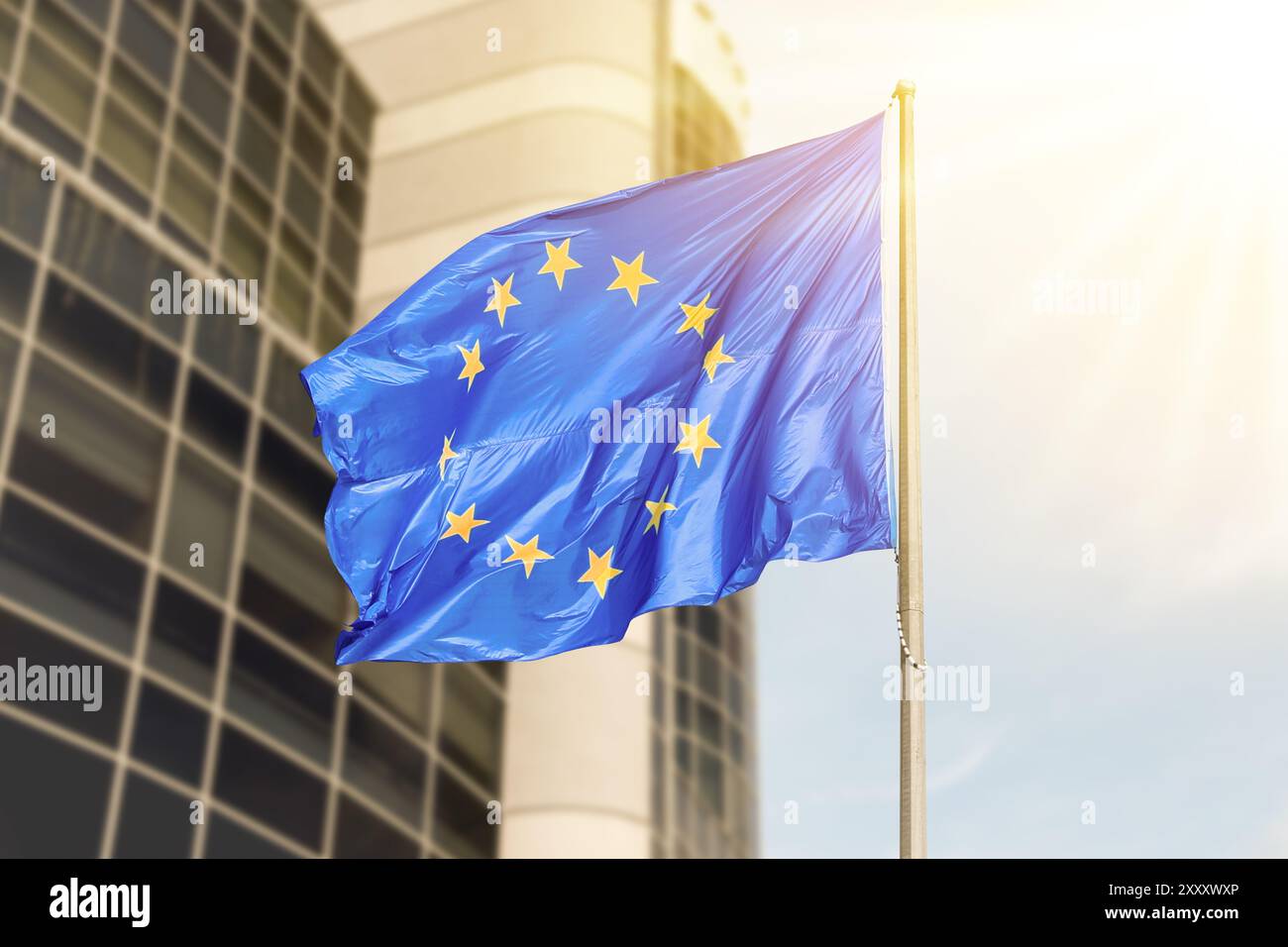Flag of European Union near building outdoors Stock Photo - Alamy