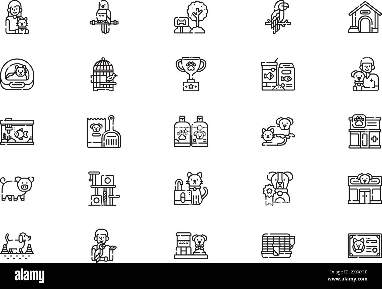 Pets icons collection is a vector illustration with editable stroke ...