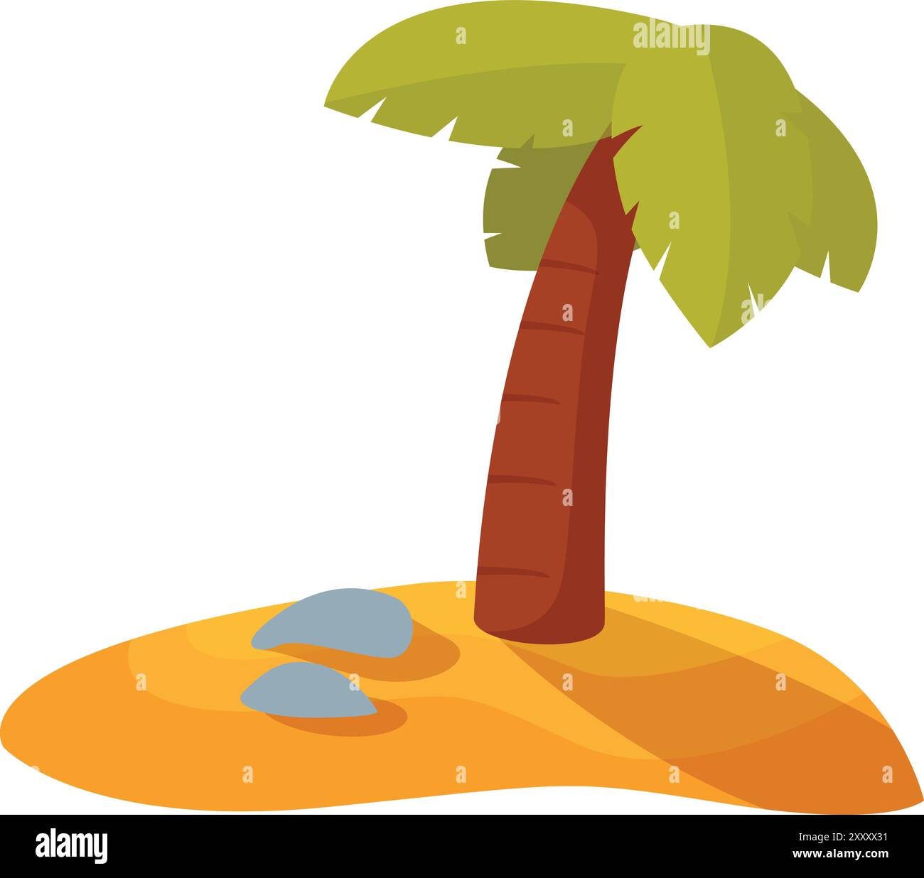 Cartoon style drawing of a single palm tree growing on a small tropical island Stock Vector ...