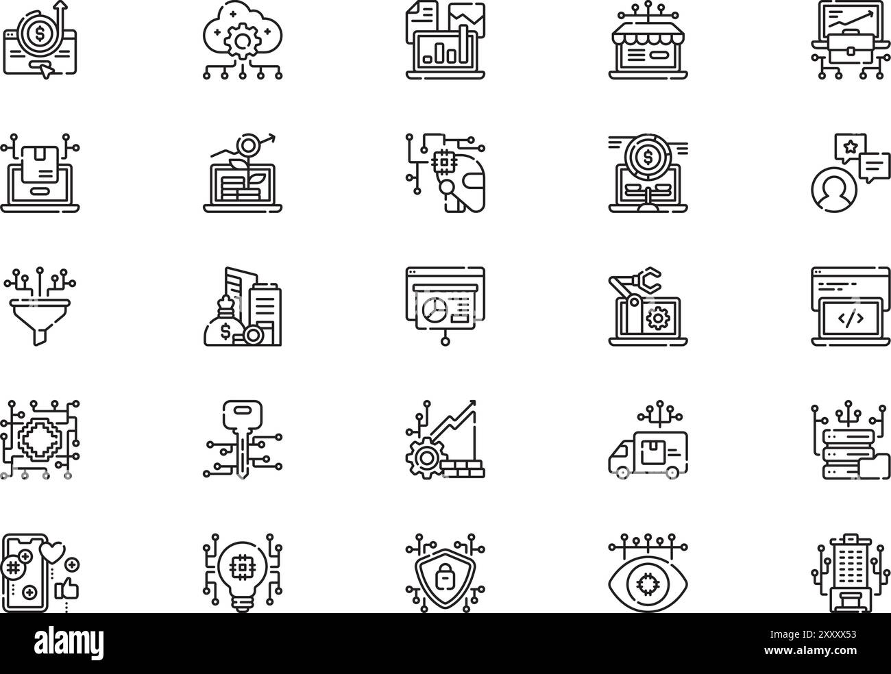 Digital economy icons collection is a vector illustration with editable stroke Stock Vector ...