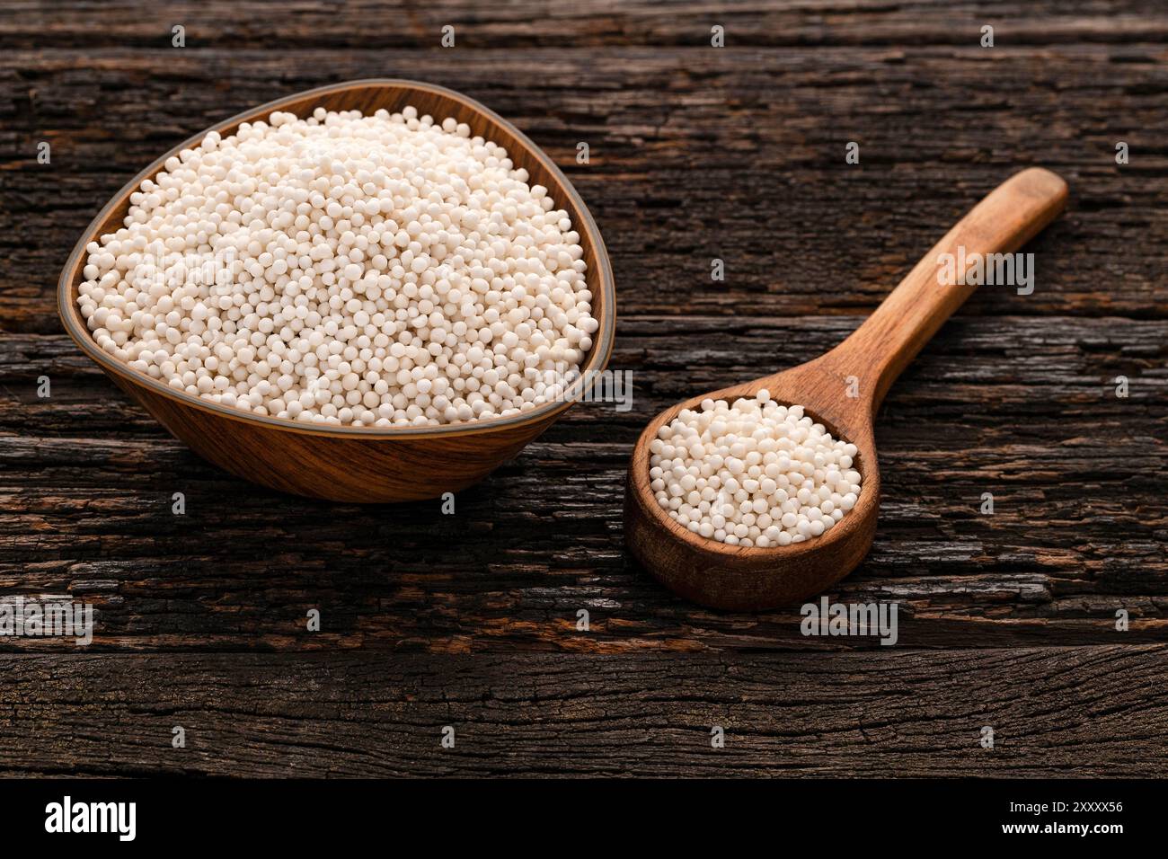 Tapioca pearls from cassava root - White sago balls in the bowl and ...