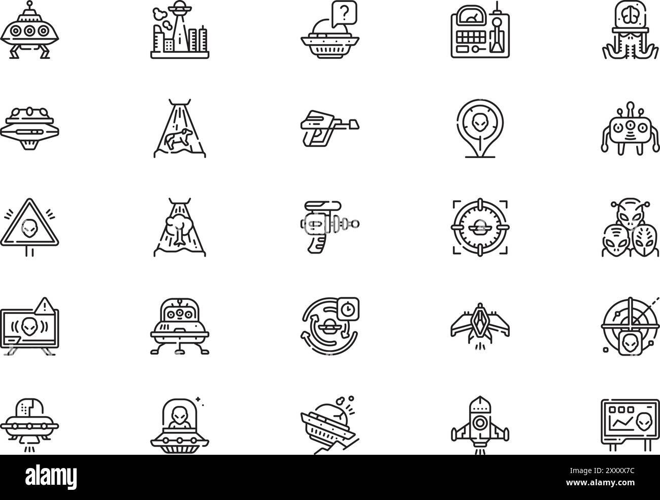 Ufo and aliens icons collection is a vector illustration with editable ...