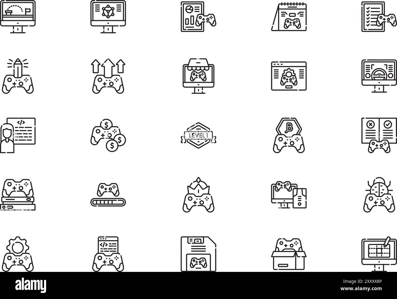 Game development icons collection is a vector illustration with ...