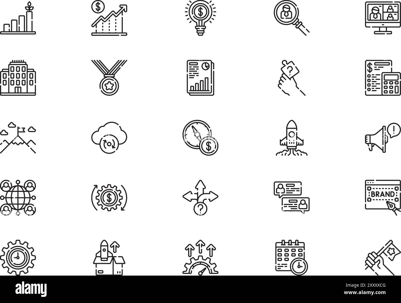 Startups icons collection is a vector illustration with editable stroke ...