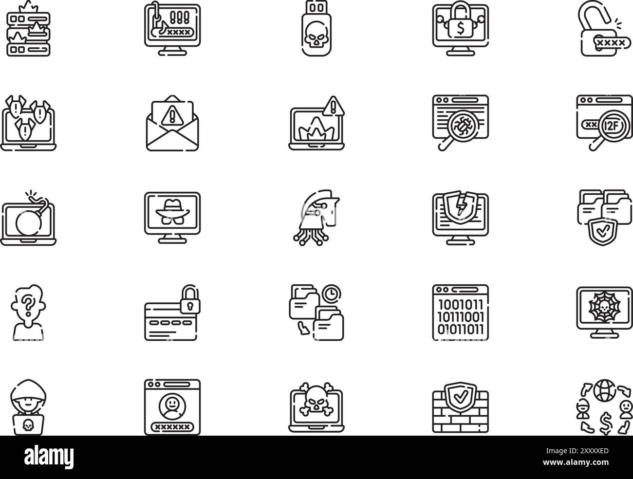 Hacker icons collection is a vector illustration with editable stroke ...