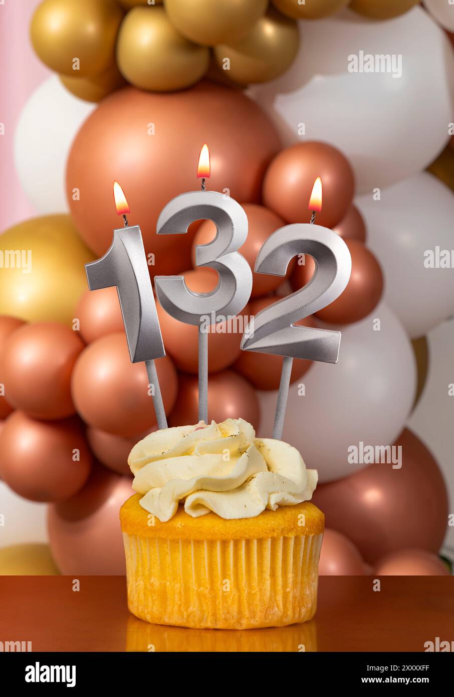 Birthday candle number 132 - Celebration balloons background Stock ...