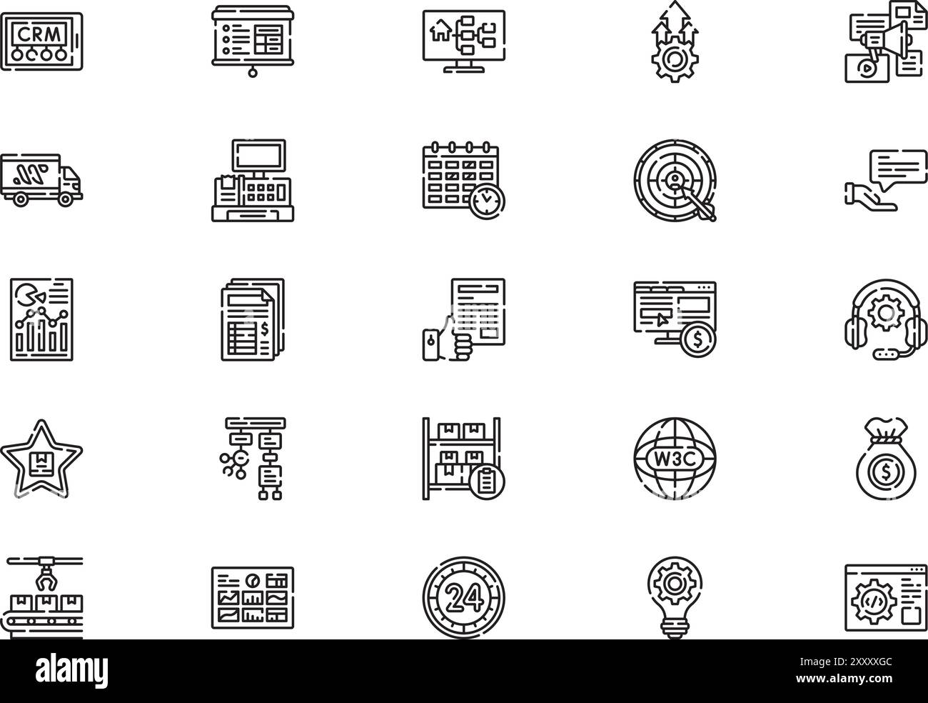 Enterprise resource planning erp icons collection is a vector illustration with editable stroke ...