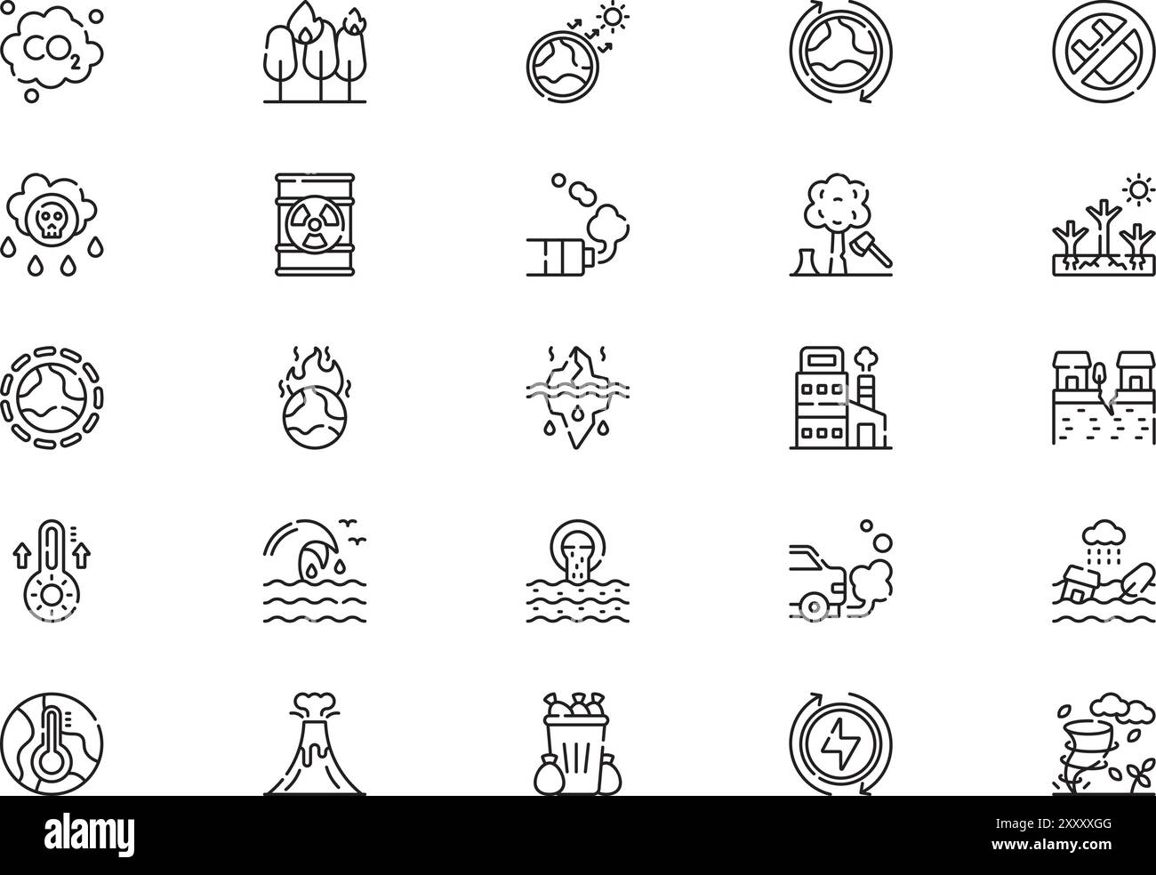 Global warming icons collection is a vector illustration with editable ...