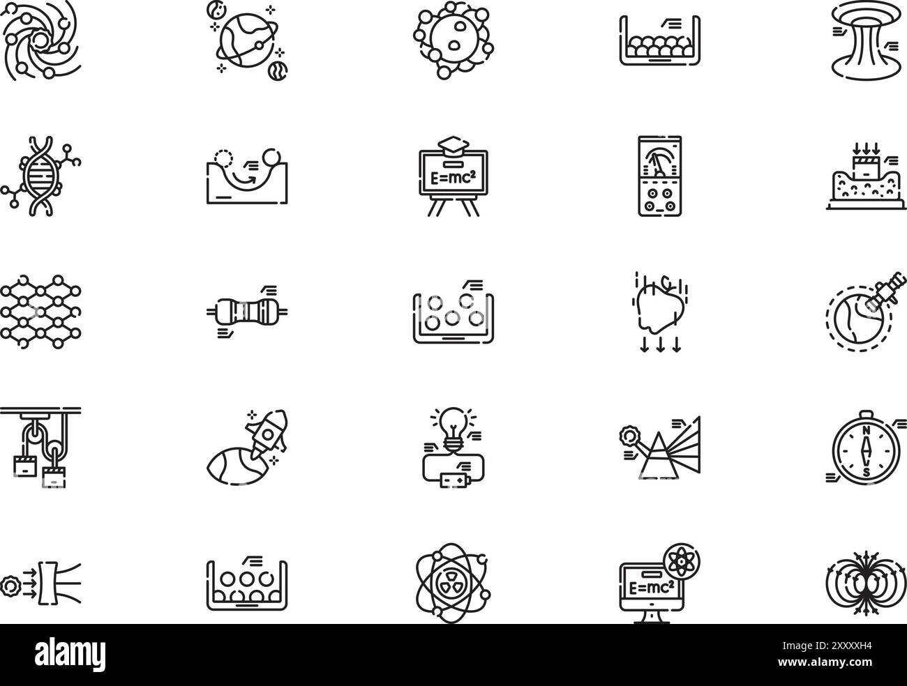 Physics icons collection is a vector illustration with editable stroke ...