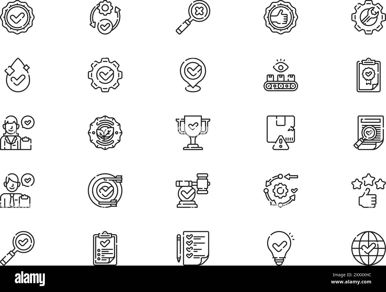 Quality control icons collection is a vector illustration with editable ...