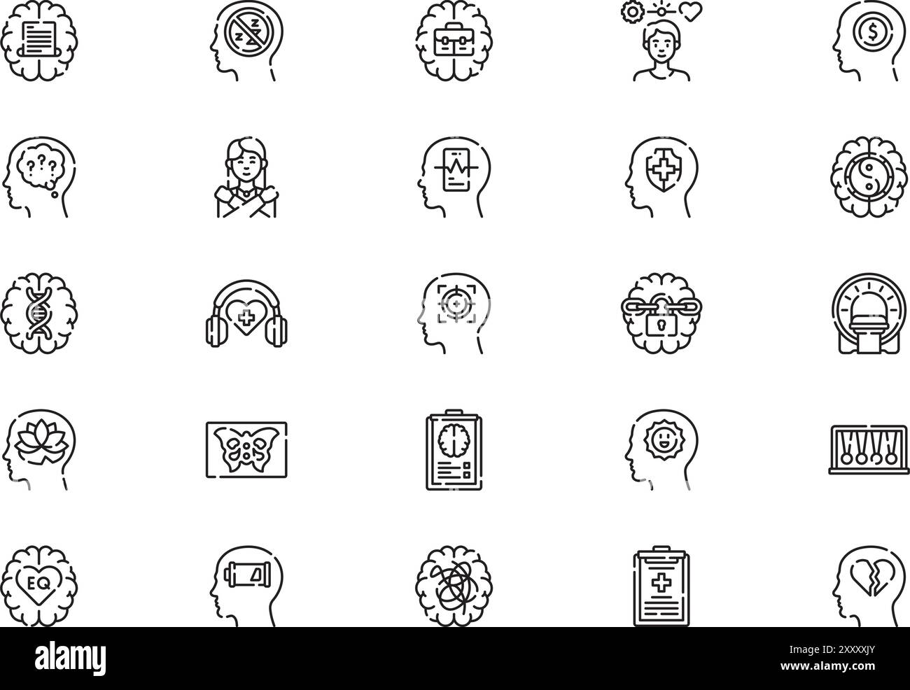 Mental health icons collection is a vector illustration with editable ...