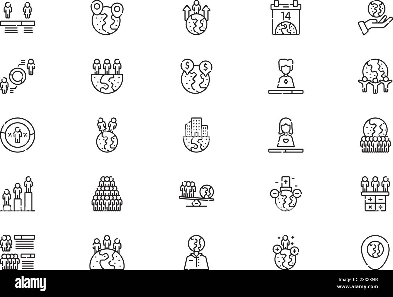 World population icons collection is a vector illustration with ...