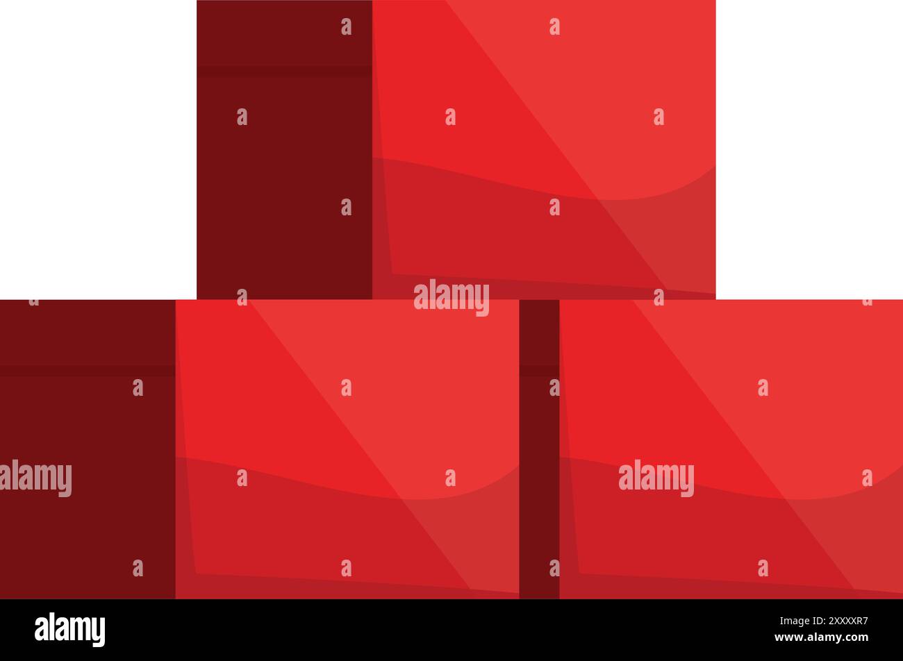 Three red bricks are stacked forming a simple wall structure Stock ...