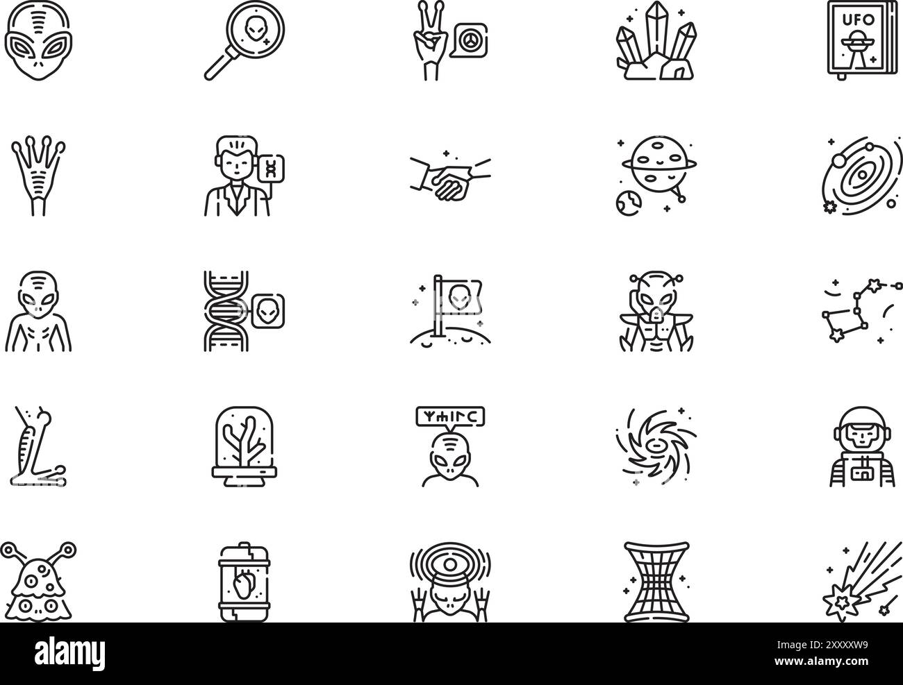 Ufo and aliens icons collection is a vector illustration with editable ...