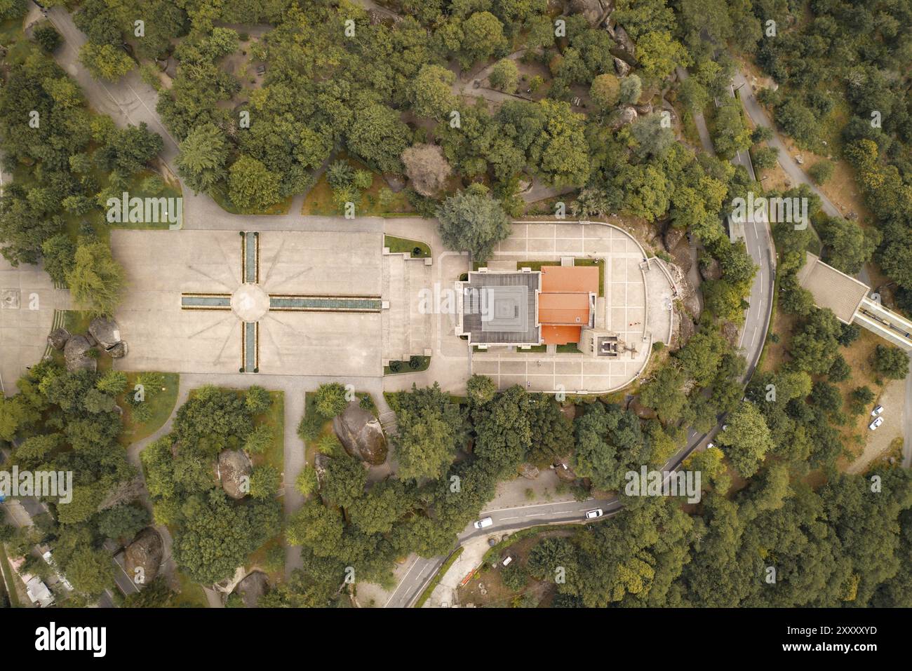 Aerial view of the pilgrimage church Santuario da Penha in Guimaraes ...