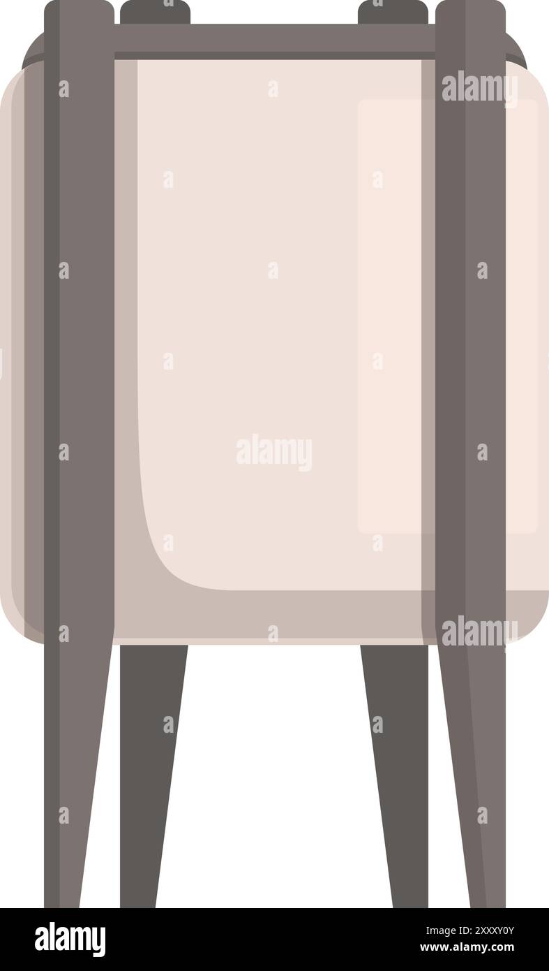 Large metal tank standing on legs, front view, isolated on white ...