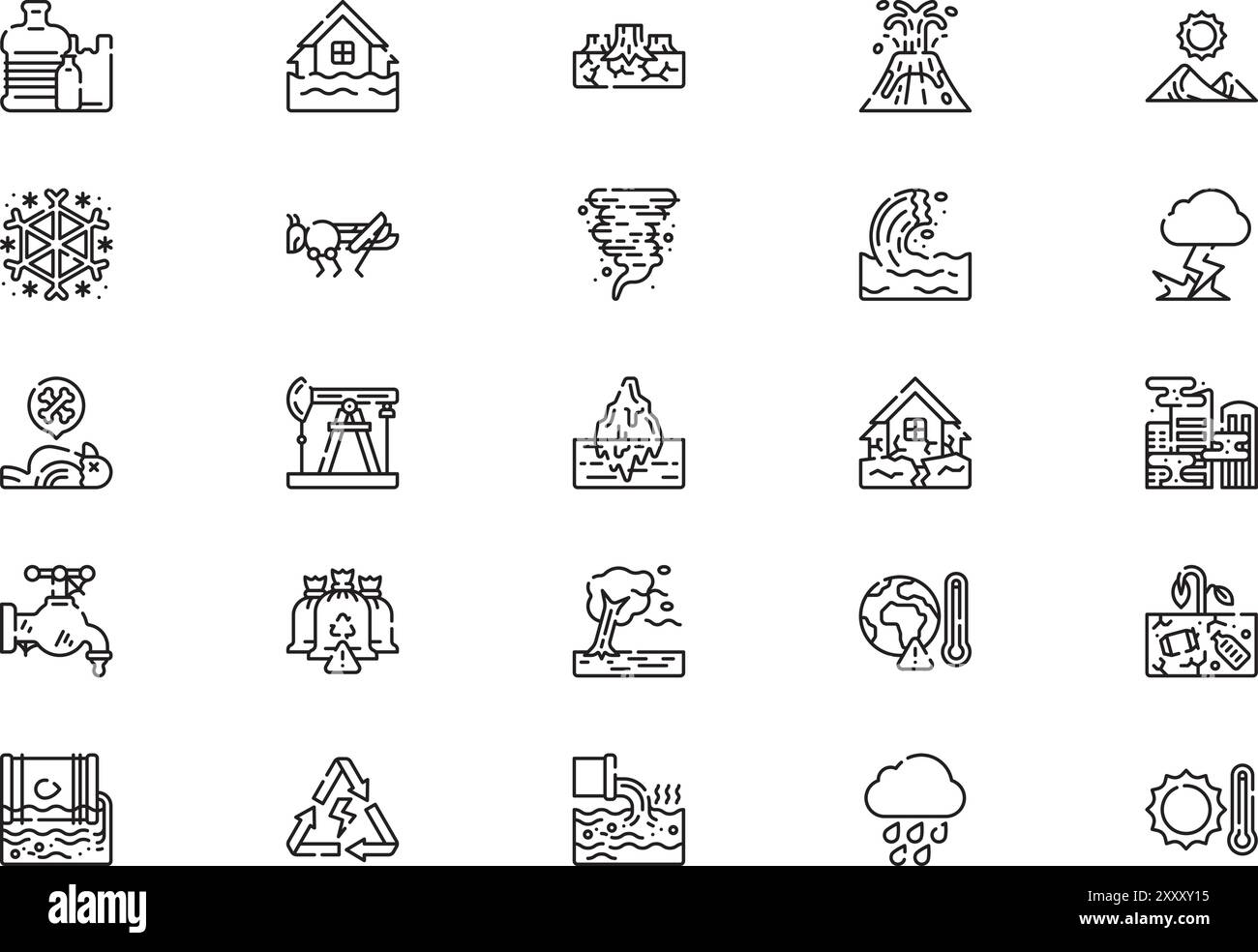 Climate change icons collection is a vector illustration with editable ...