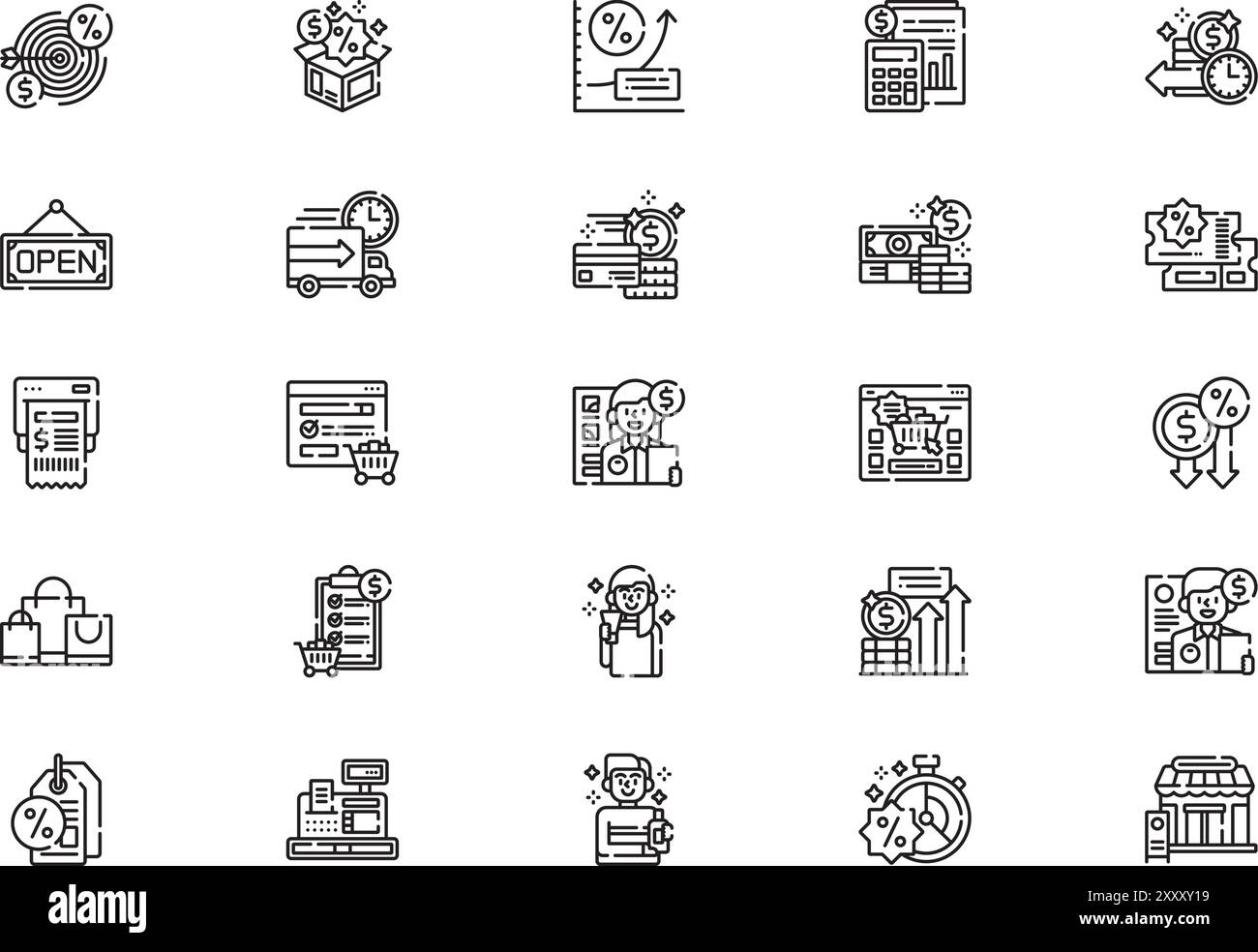 Sales icons collection is a vector illustration with editable stroke ...