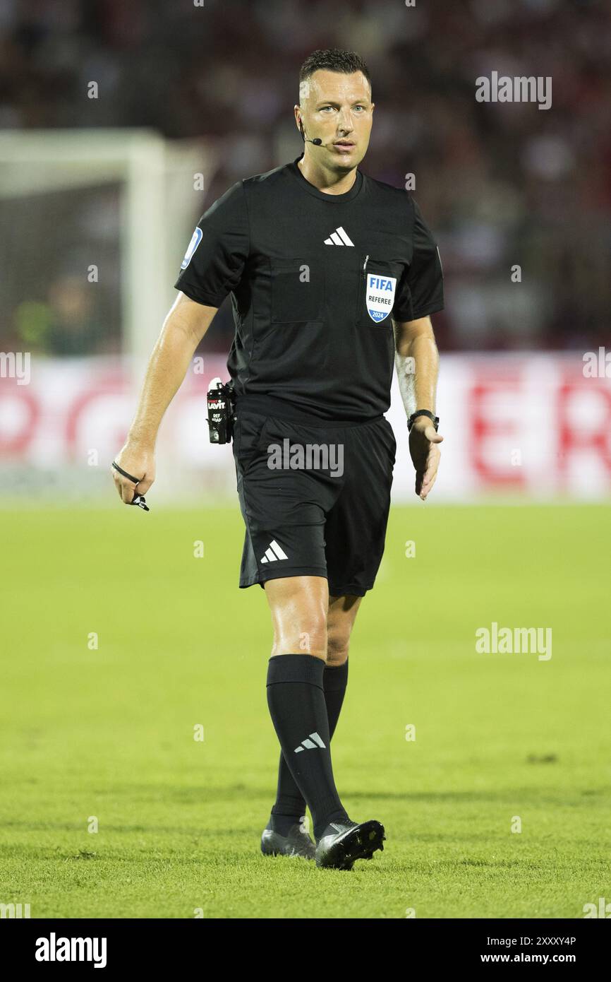 Football match, referee of the match Sven JABLONSKI, football stadium ...