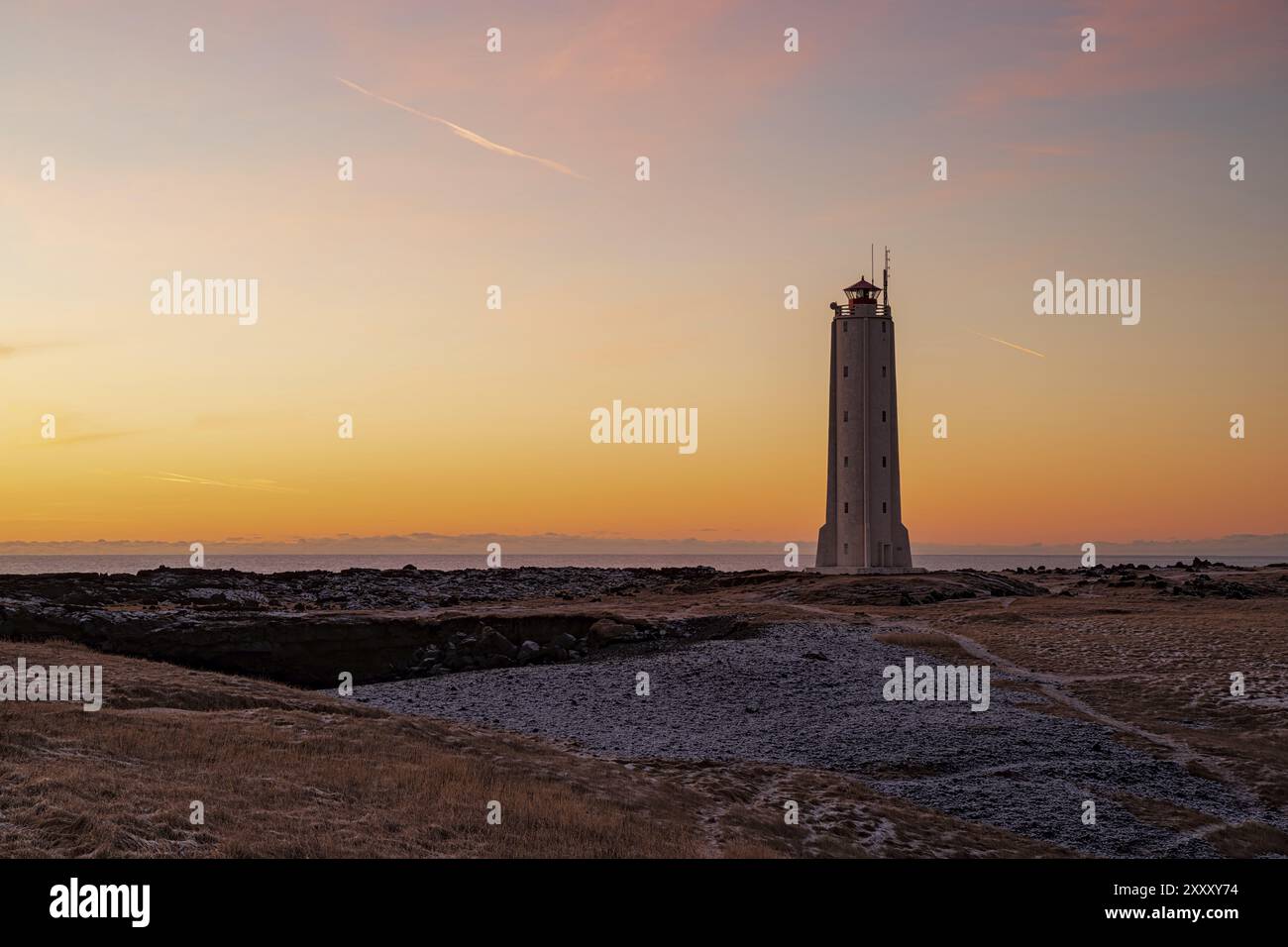 Malarrif lighthouse in Snaefellsnes peninsula at sunset, Iceland ...