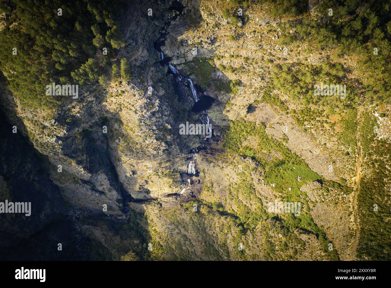 Fisgas de ermelo waterfall drone aerial view in Mondim de Basto Stock ...
