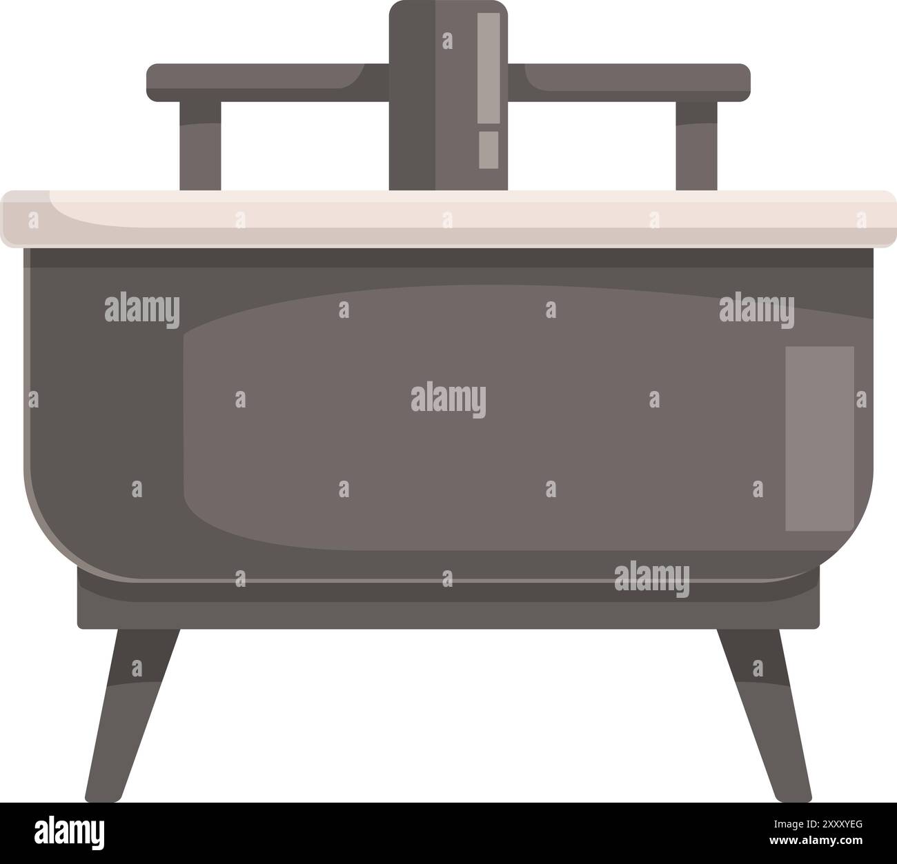 Retro wash basin standing on wooden legs for laundry room, housework ...