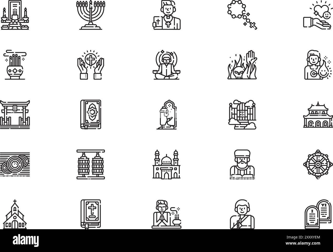 Spiritual icons collection is a vector illustration with editable ...