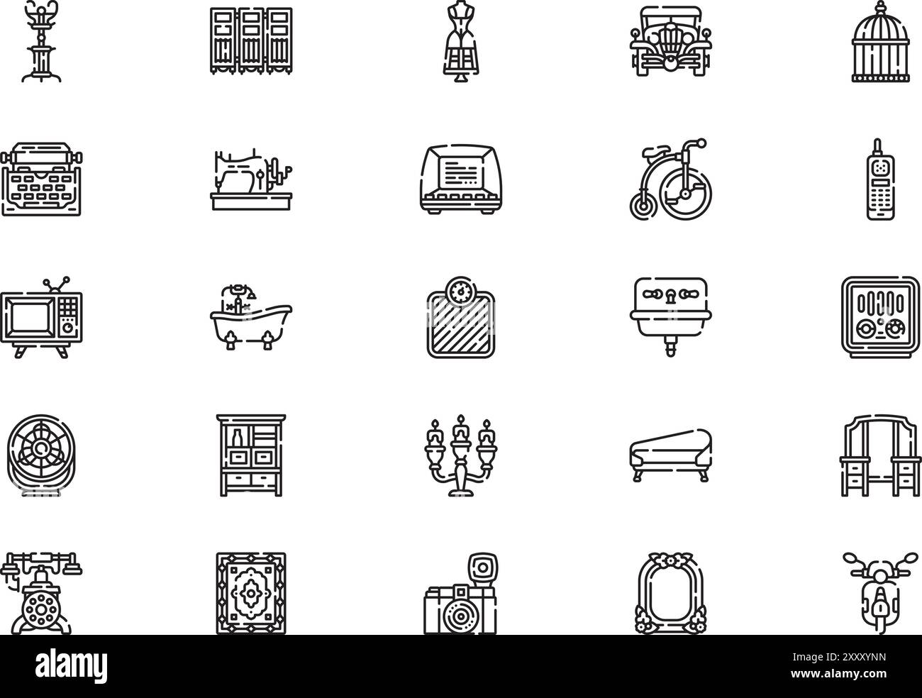Retro stuff icons collection is a vector illustration with editable ...