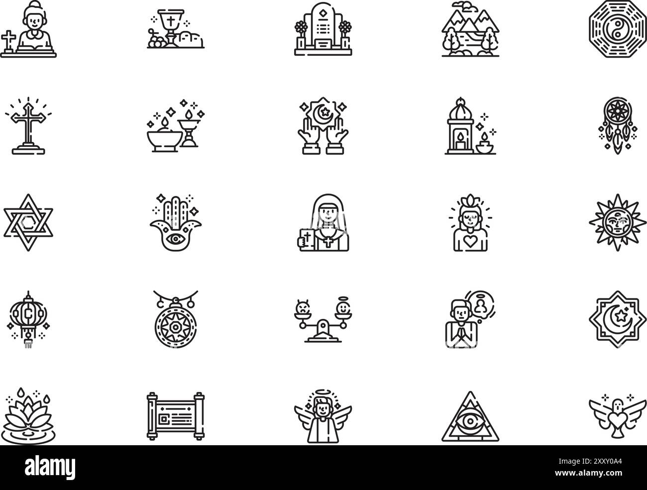 Spiritual icons collection is a vector illustration with editable ...