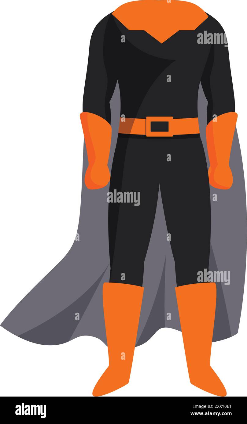 Superhero costume standing with cape waving in the wind Stock Vector ...