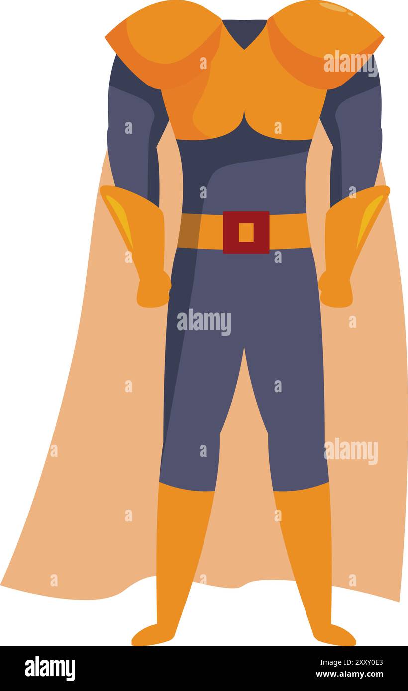 Superhero wearing a cape and armor standing upright ready for action ...