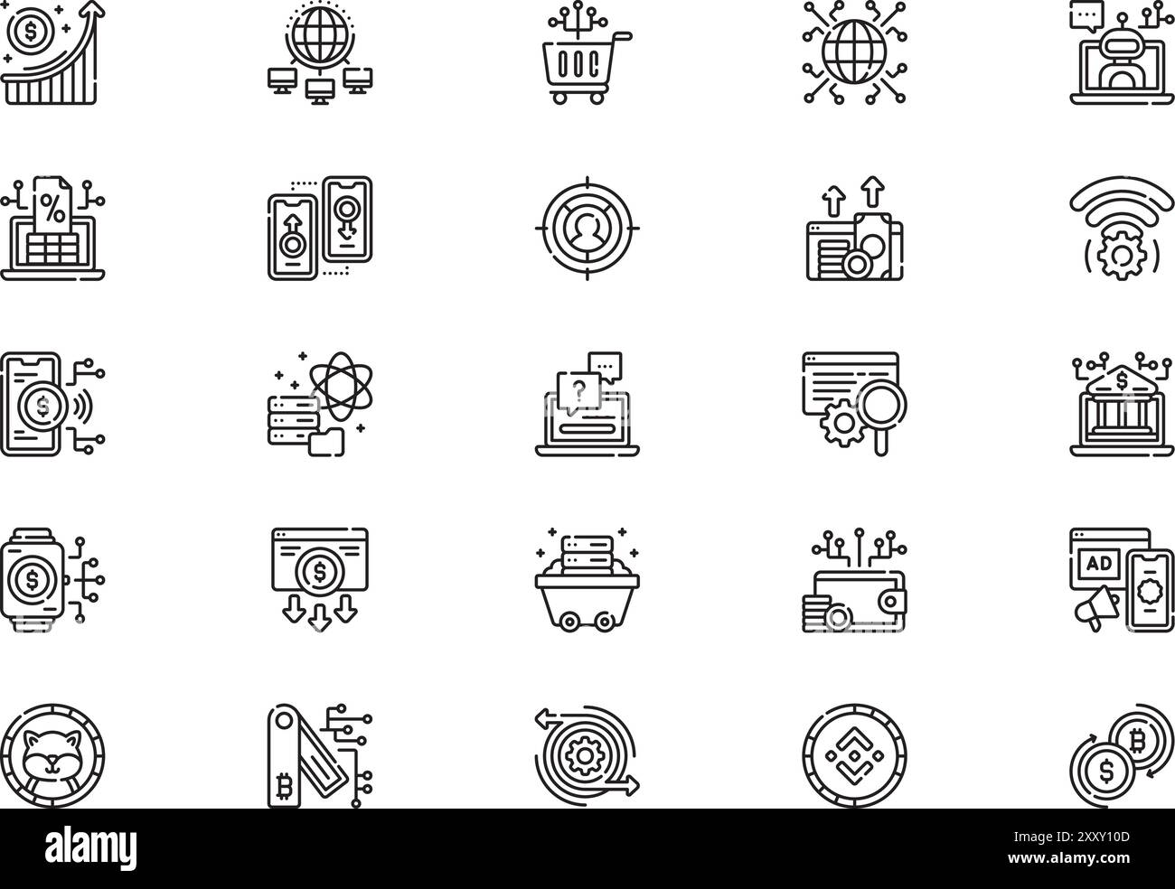 Digital economy icons collection is a vector illustration with editable stroke Stock Vector ...