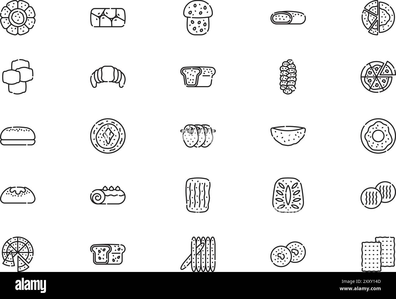 Bread icons collection is a vector illustration with editable stroke ...