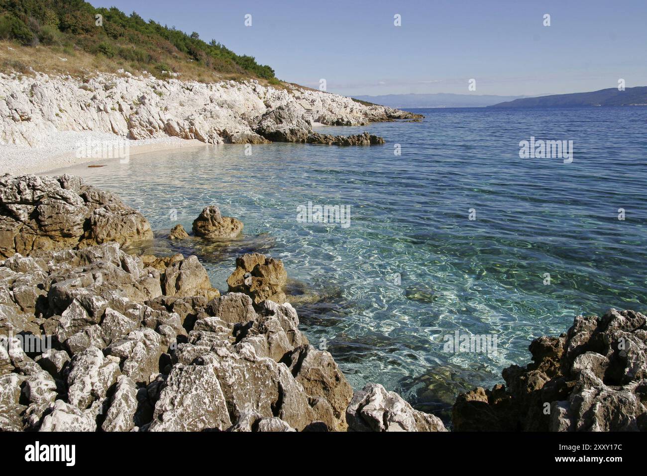 Rock beach in Croatia, Rock beach in Croatia Stock Photo - Alamy