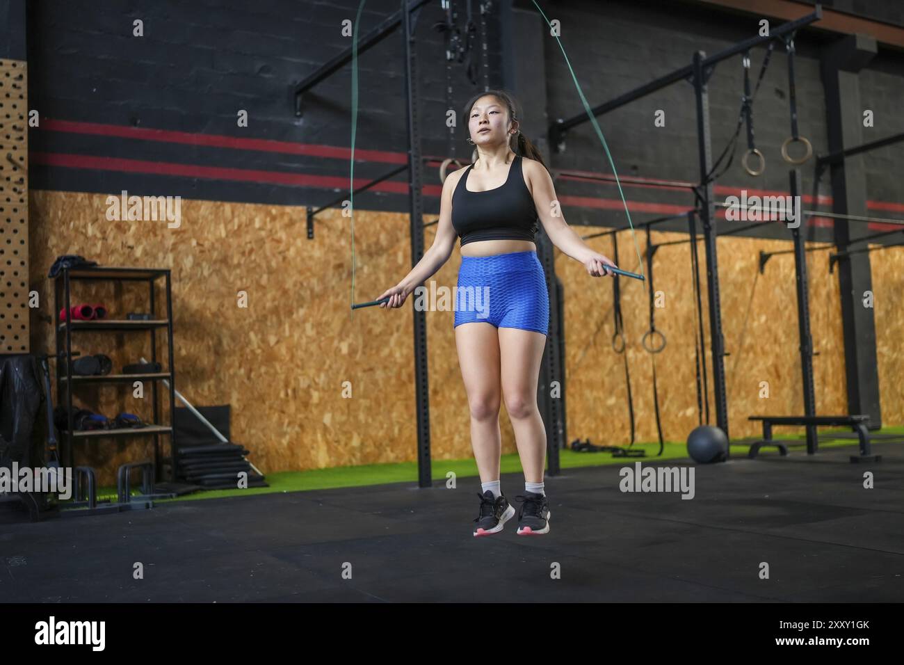 Person jumping rope in gym hi-res stock photography and images - Alamy