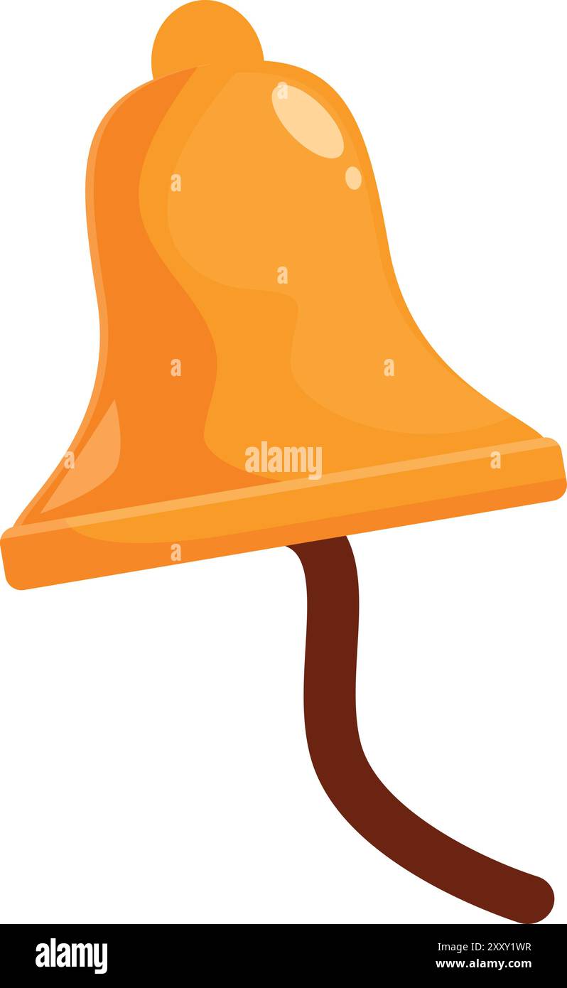 Shiny orange bell is making a loud sound to announce an important event ...