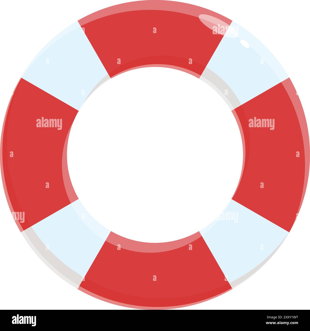 Red and white striped lifebuoy floating, a symbol of safety and rescue ...