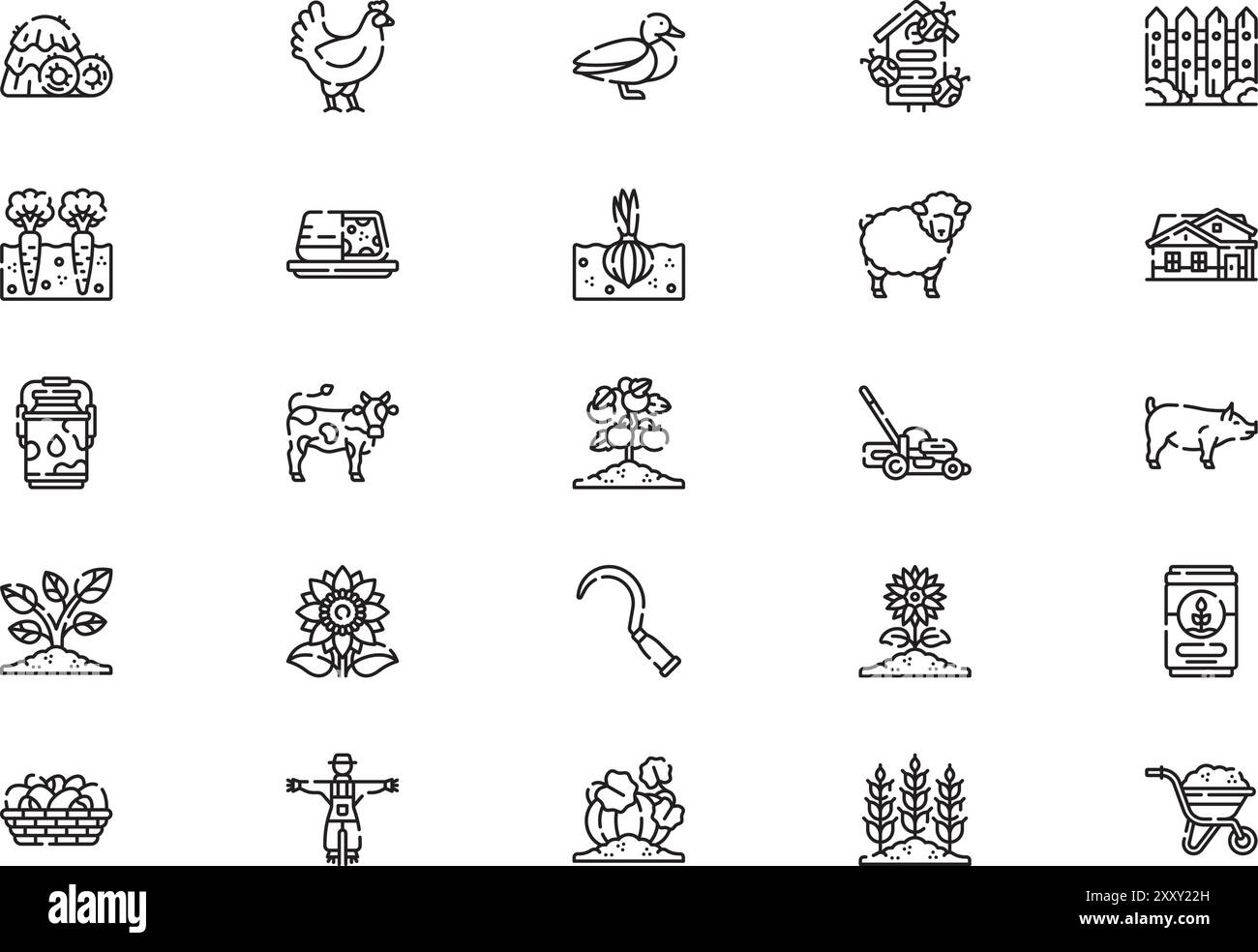 Farming icons collection is a vector illustration with editable stroke ...