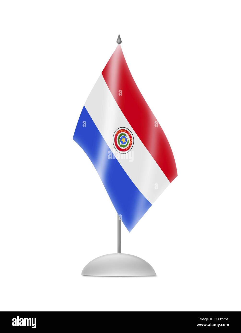 The Paraguayan flag. Table Flag. Isolated on white Stock Photo - Alamy